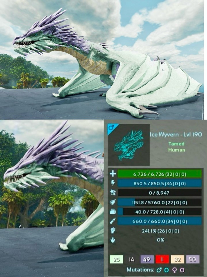ark ragnarok ascended pve Ice Wyvern Event Color, Top Stats, Level 190 ...
