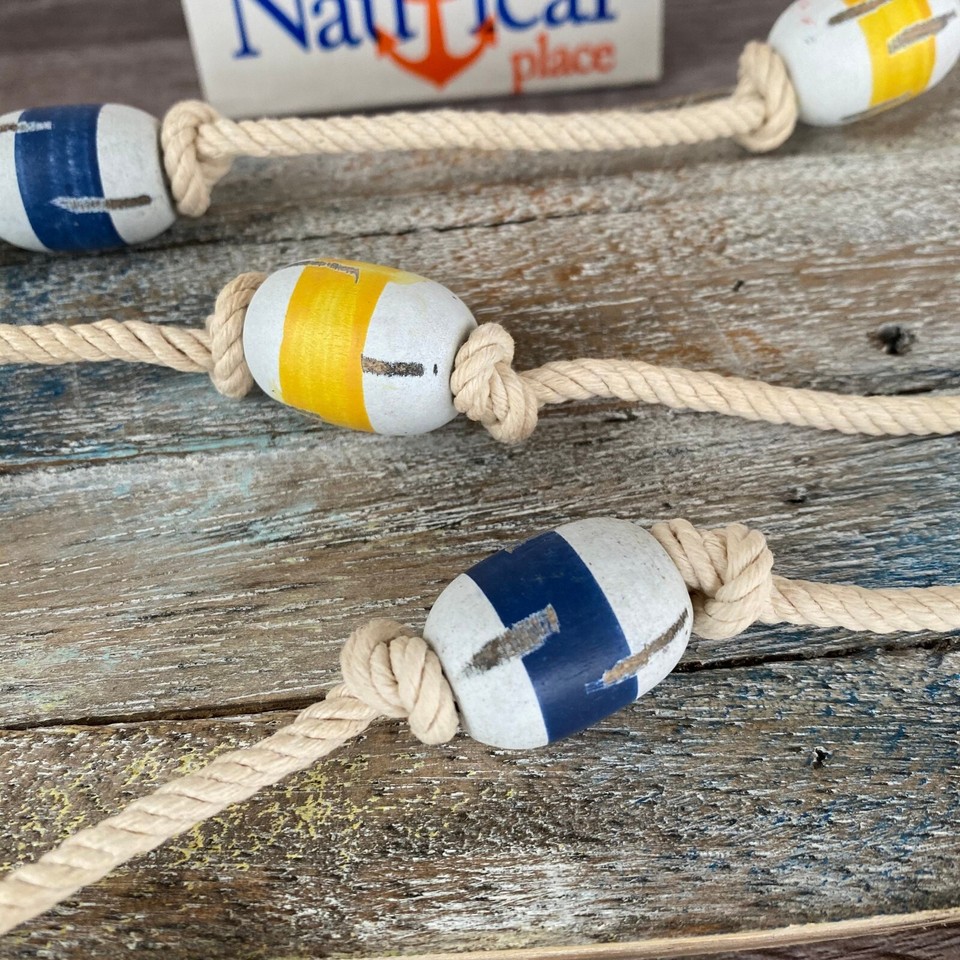 6 ft Wood Fishing Floats On String, Fish Net Buoy Garland, Wooden ...