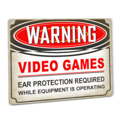 Warning Video Games Sign for XBox Nintendo Console Gaming PC Shooter ...