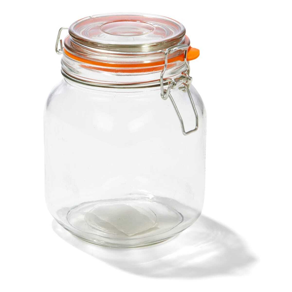 Glass Storage Jars Airtight Clip Top Lid 260ml, 1L, 1.5L, 3L Food ...