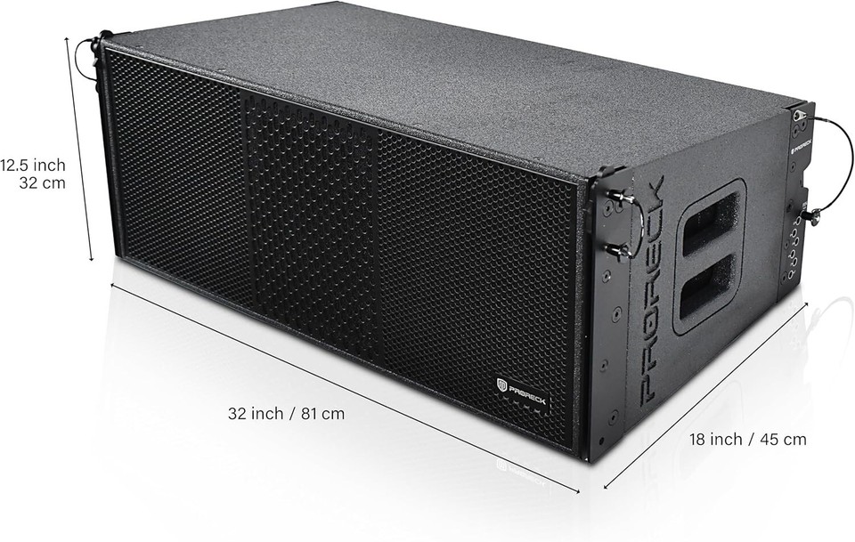 PRORECK Dual 10'' Full Range 5000W P.M.P.O Powered Line Array Speaker ...