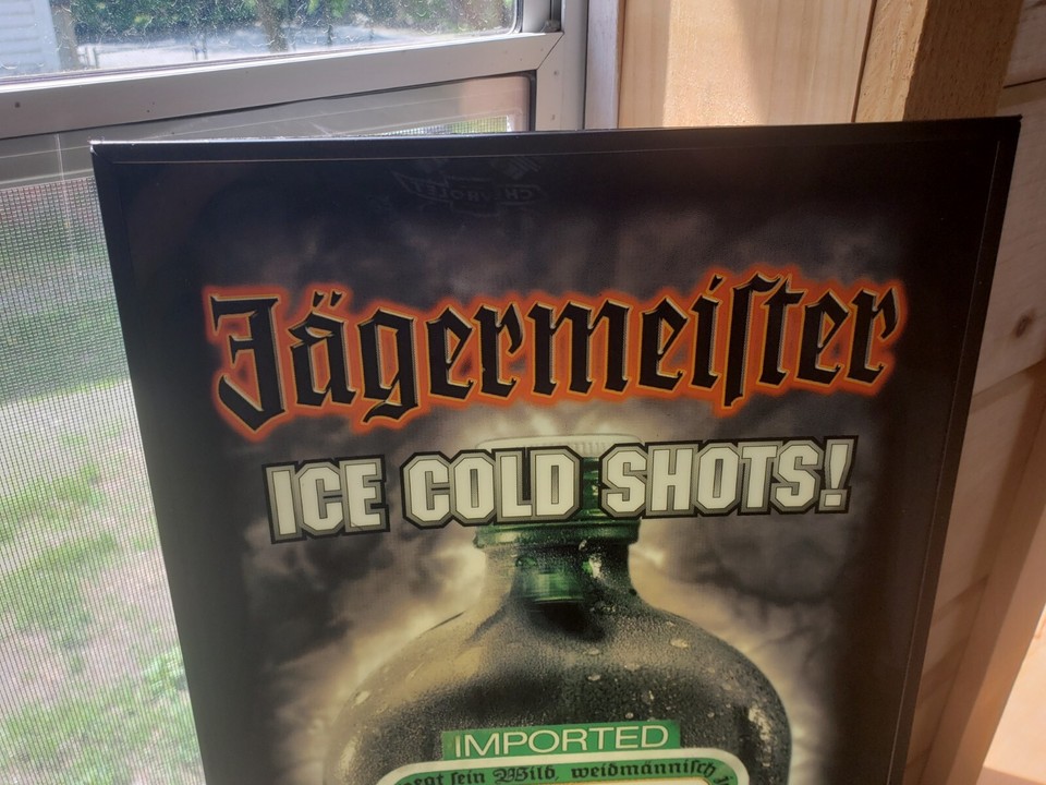 Jagermeister 12x27 Lighted Sign Deer Logo Bar Wall Hang Man Cave Ice ...