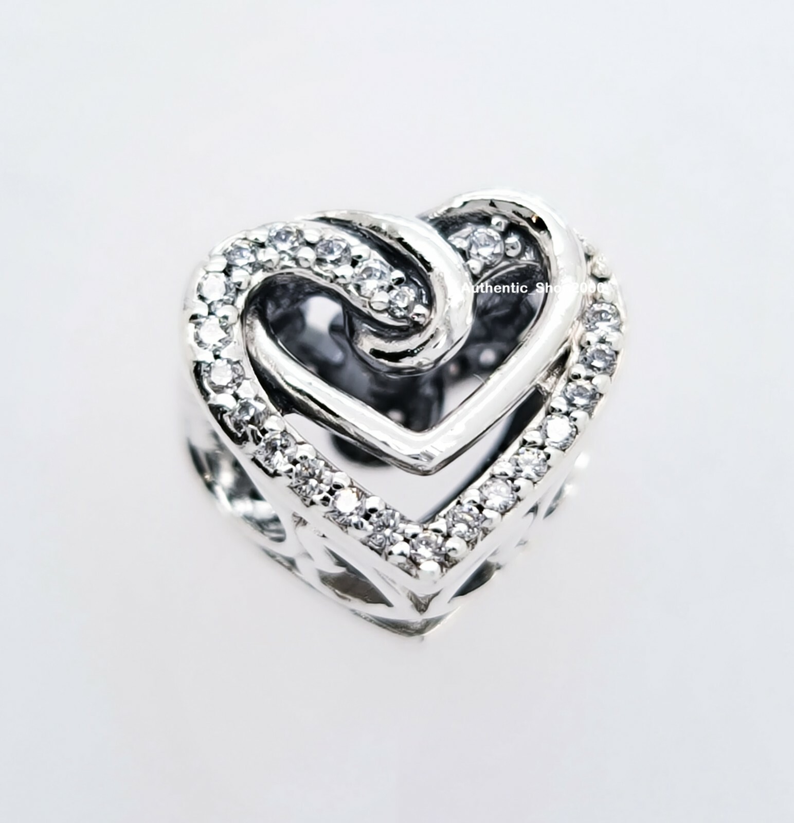 New 100% PANDORA 925 Openwork Sparkling Entwined Heart Pendant Charm ...