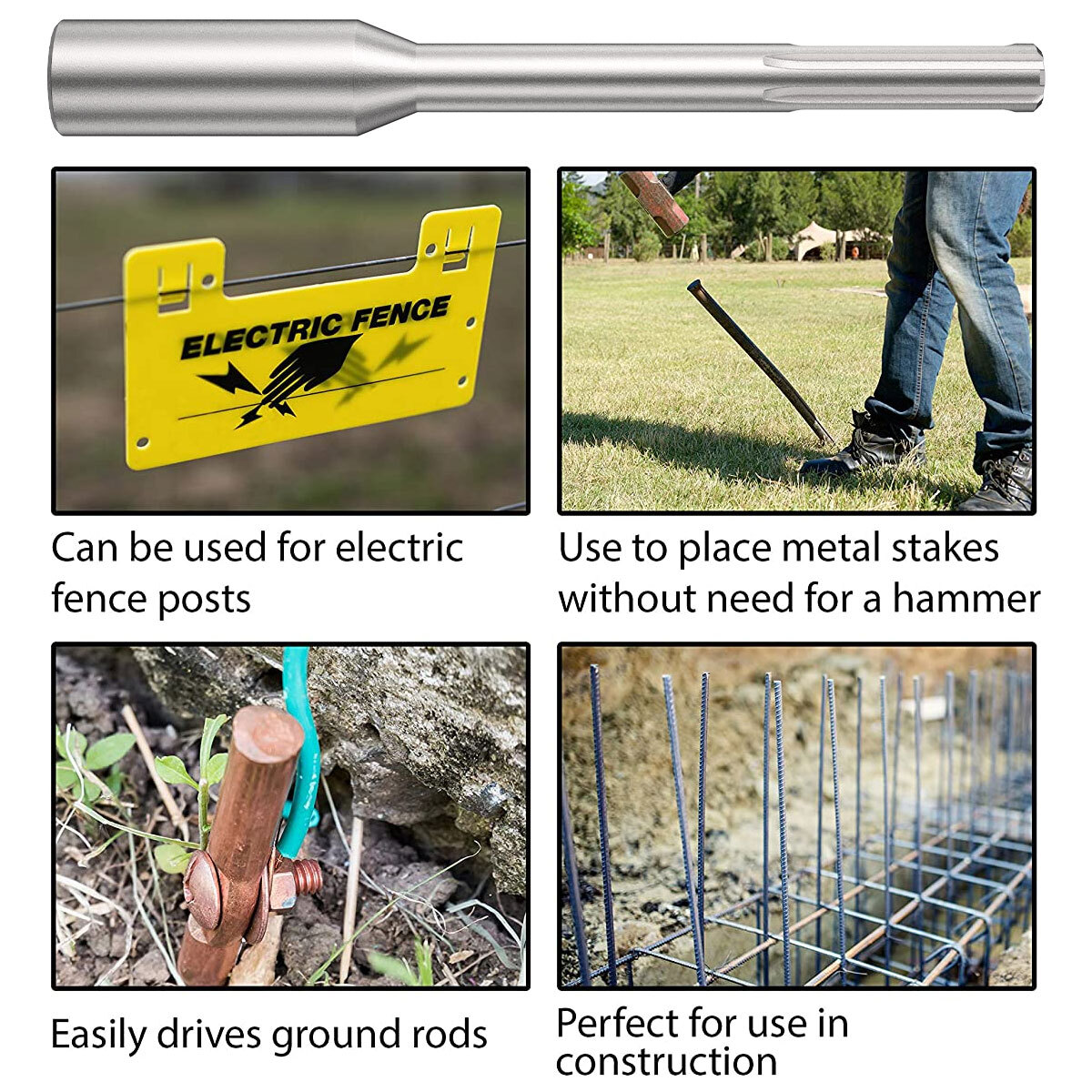 SDS-Max Ground Rod Driver for 5/8" 3/4" Ground Rods Sturdy Ground Rod ...