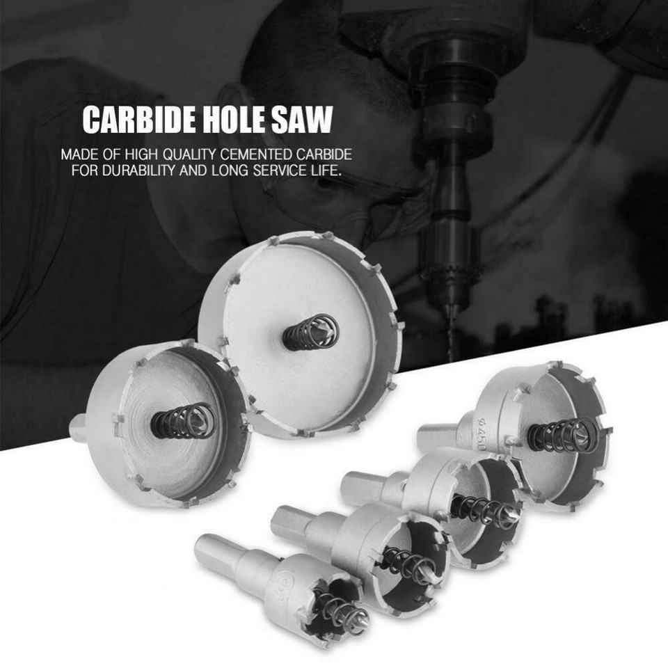 10PC TCT Hole Saw Set Carbide Hole Saw Kit(16-53mm) for Stainless Steel ...
