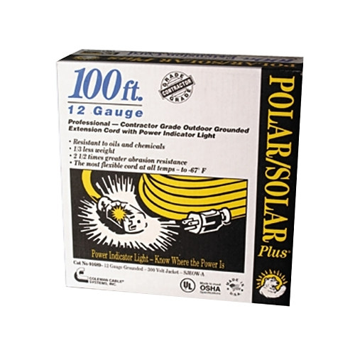 Southwire Polar/Solar® Extension Cord, 100 Ft, 1 Outlet, Yellow - 1 per ...