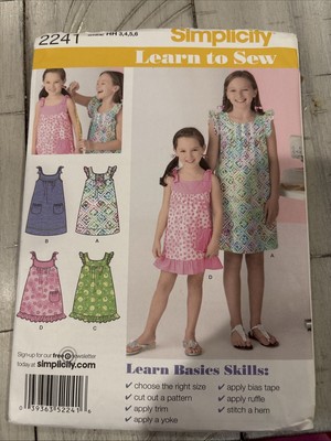 Simplicity Learn To Sew 2241 Sleeveless Dress (4 Styles) Pattern Child ...