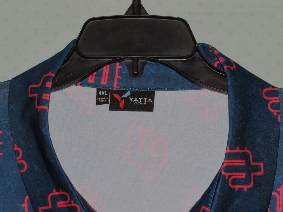 Yatta Golf Polo Shirt 4XL Red Cactus Print on Blue Excellent+ | eBay