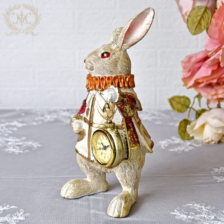 Alice In Wonderland White Rabbit Clock Statue Antique Style 9.6inch ...