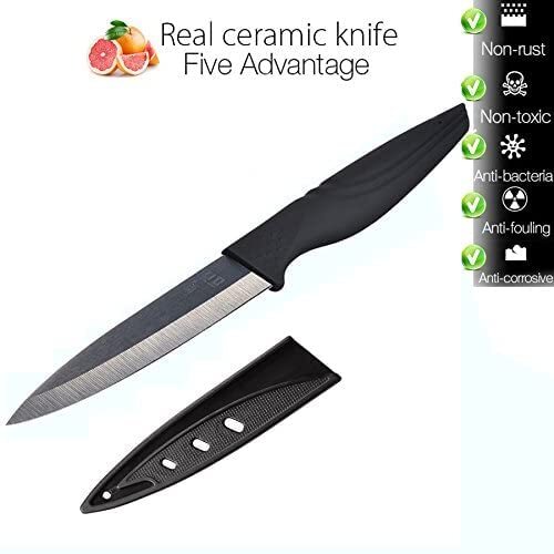 Steak Knives Set of 6 Extremely Sharp Kitchen Ceramic Black Blade Knife ...