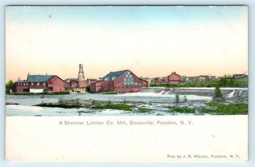 POTSDAM, SISSONVILLE New York NY~ SHERMAN LUMBER CO. MILL Handcolored ...