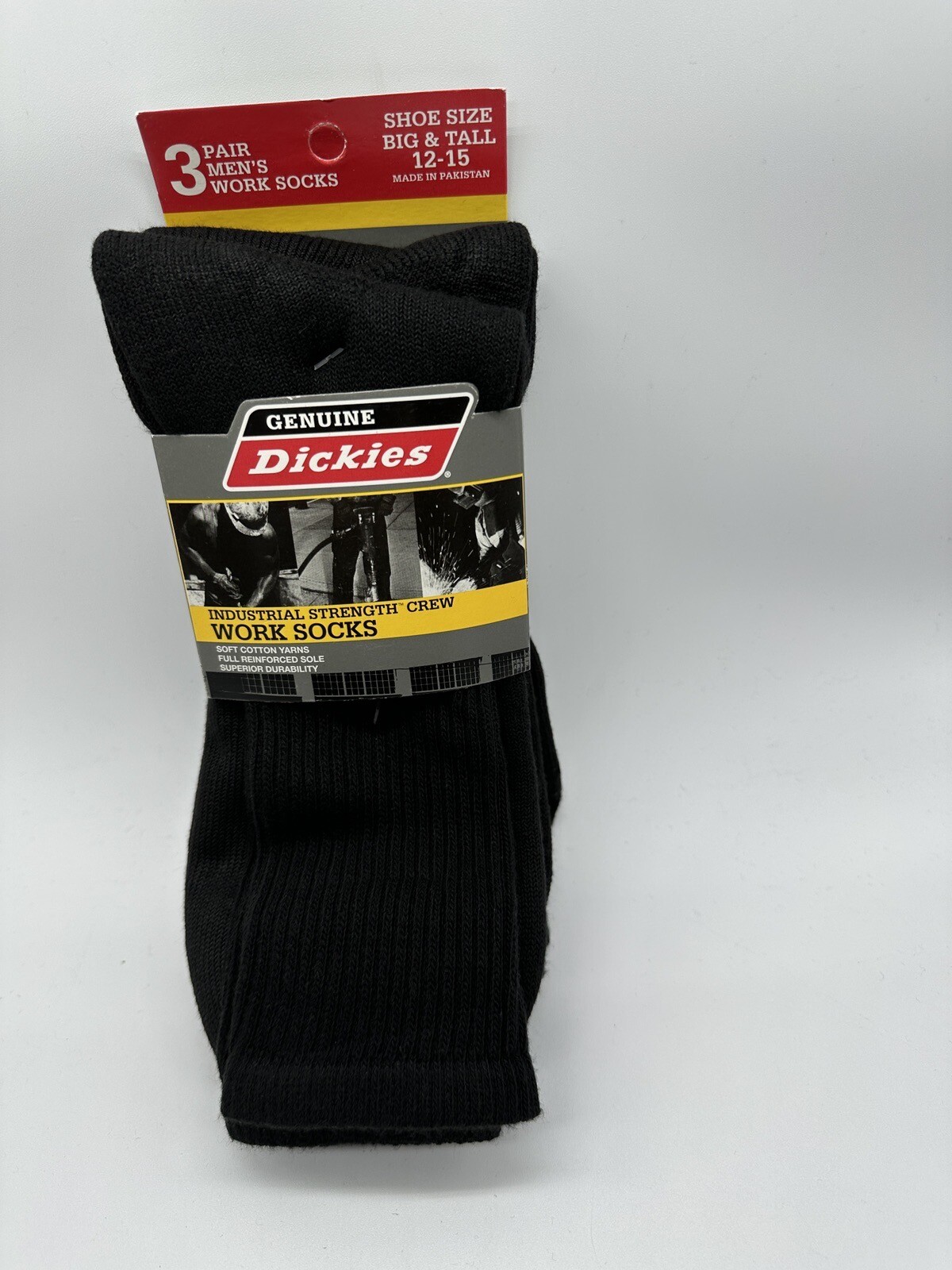 3 PAIRS MENS DICKIES INDUSTRIAL STRENGTH PERFORMANCE WORK CREW COTTON ...