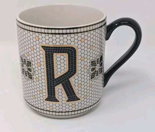 Anthropologie Coffee Mug Monogram Initial R Tile Honeycomb Mosaic ...