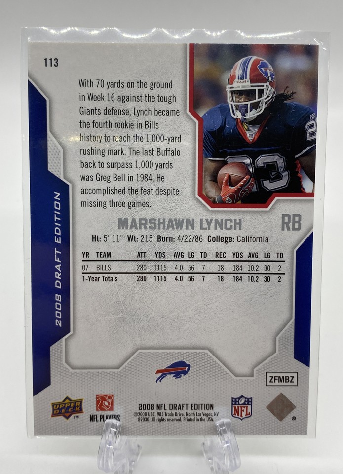 Marshawn Lynch 2008 Upper Deck NFL Draft Edition Rookie Card #113 ...