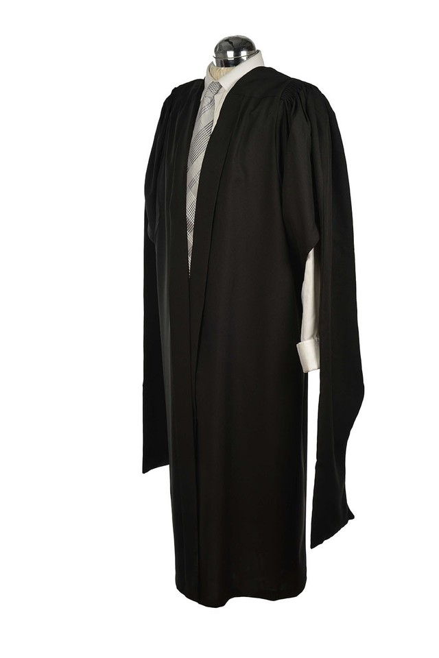 Masters Graduation Gown University Fully Fluted Academic Black Robe MA ...
