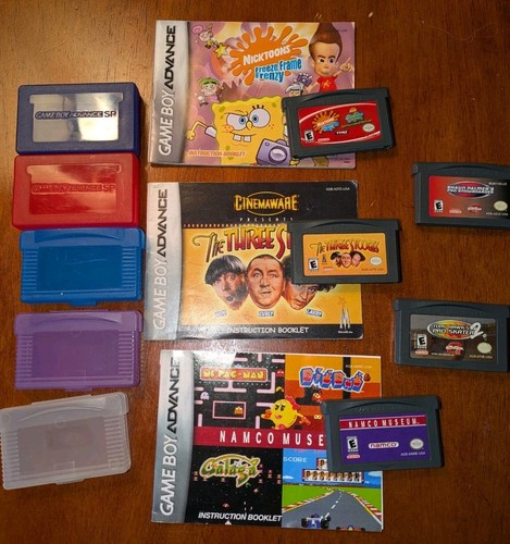 Lot of 5 Gameboy Advance Games Namco Museum/Spongebob/ Palmer/Hawk/ 3 ...