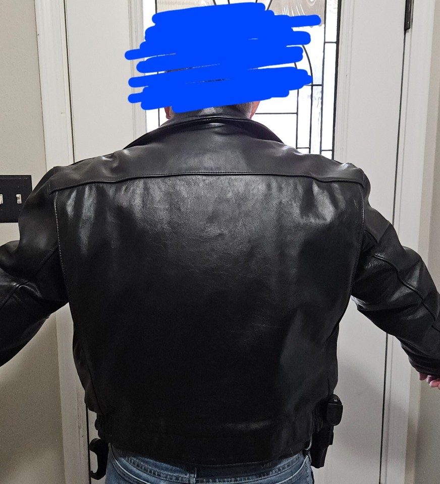 Leather Jacket Men's 46 Black Police Bomber Taylor's Leatherwear ...