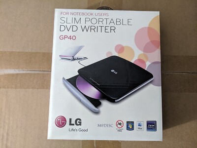 GENUINE LG Slim Portable DVD Writer GP40 PC/Mac [GP40NB40] Brand New ...