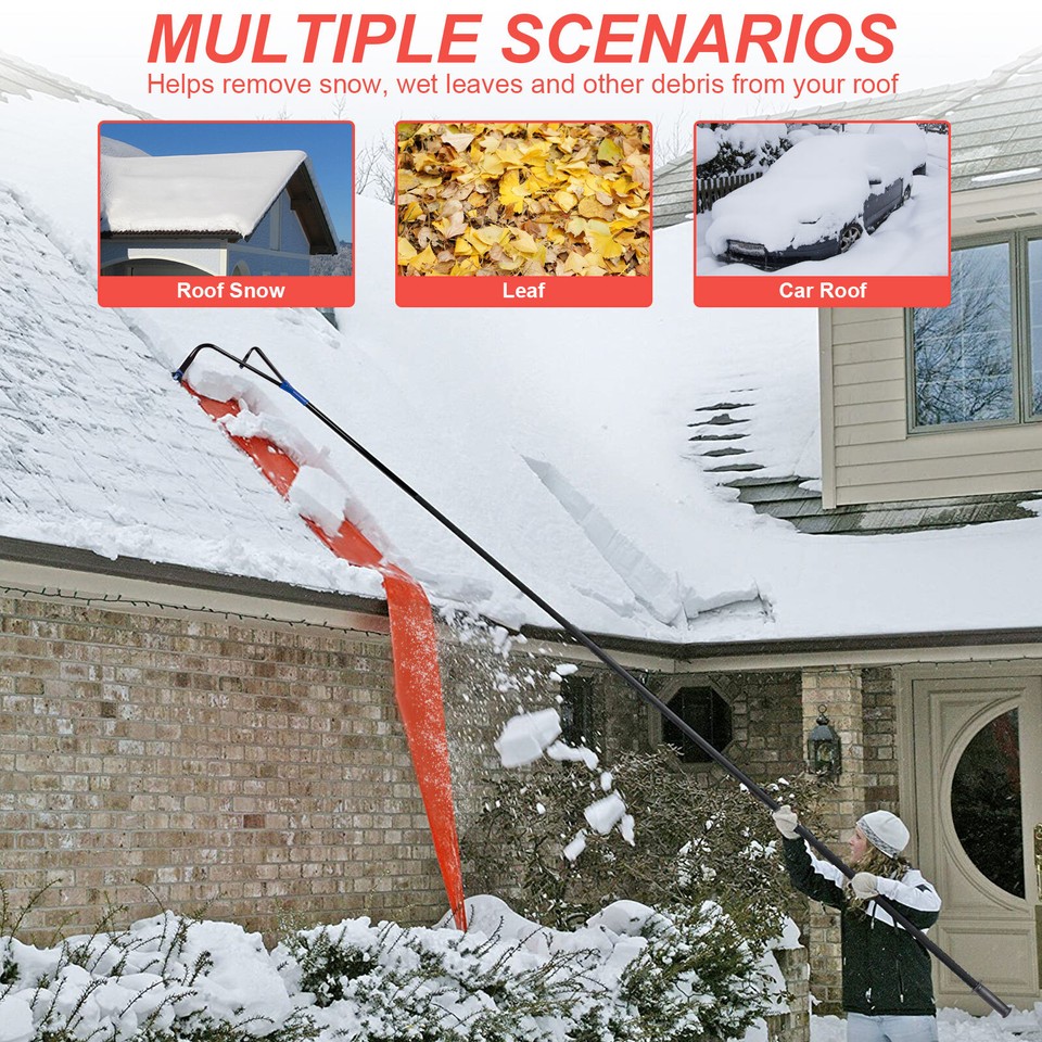 Roof Rake Snow Removal Rake 21 Feet Detachable Snow Rake Pitched Roof ...