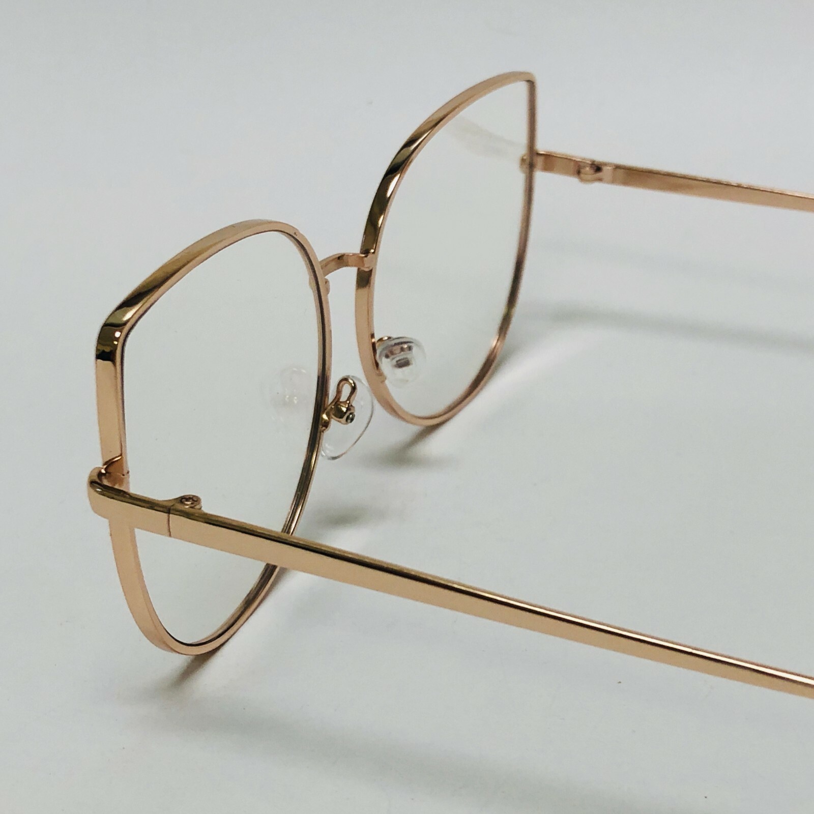 Women Glasses Clear Lens Gold Silver Metal Frame Cat Eye Shades ...