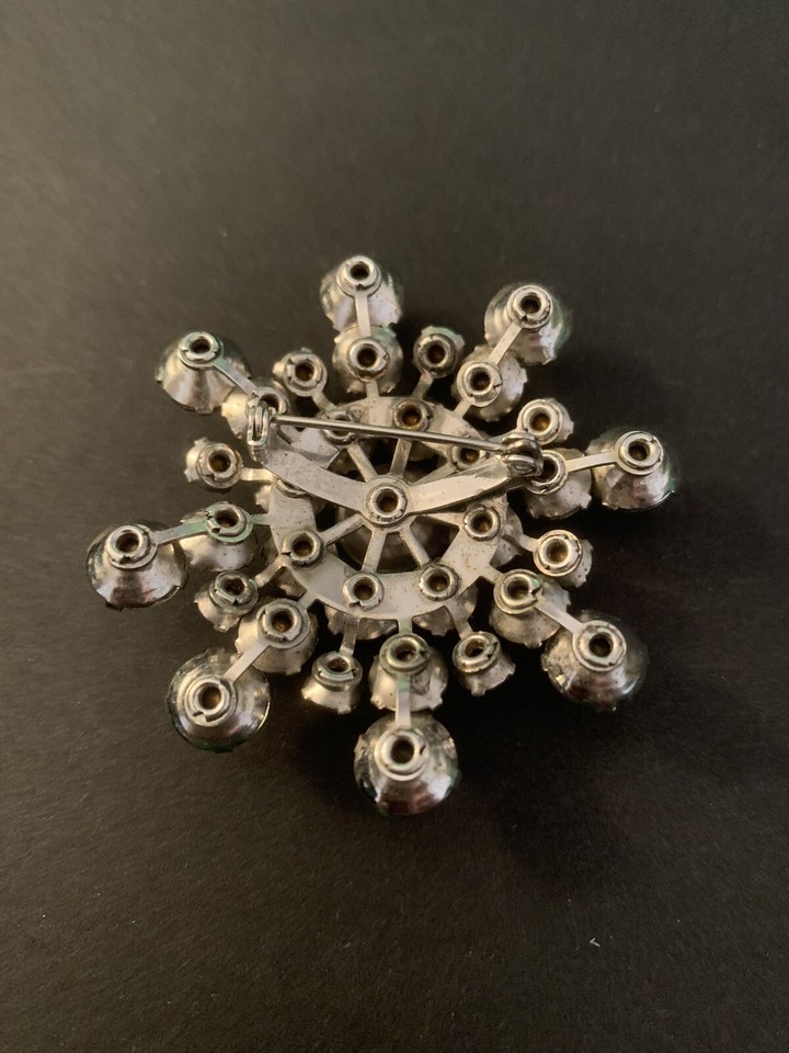 Vintage Silver Tone Snow Flake Brooch with Clear Rhinestones | eBay
