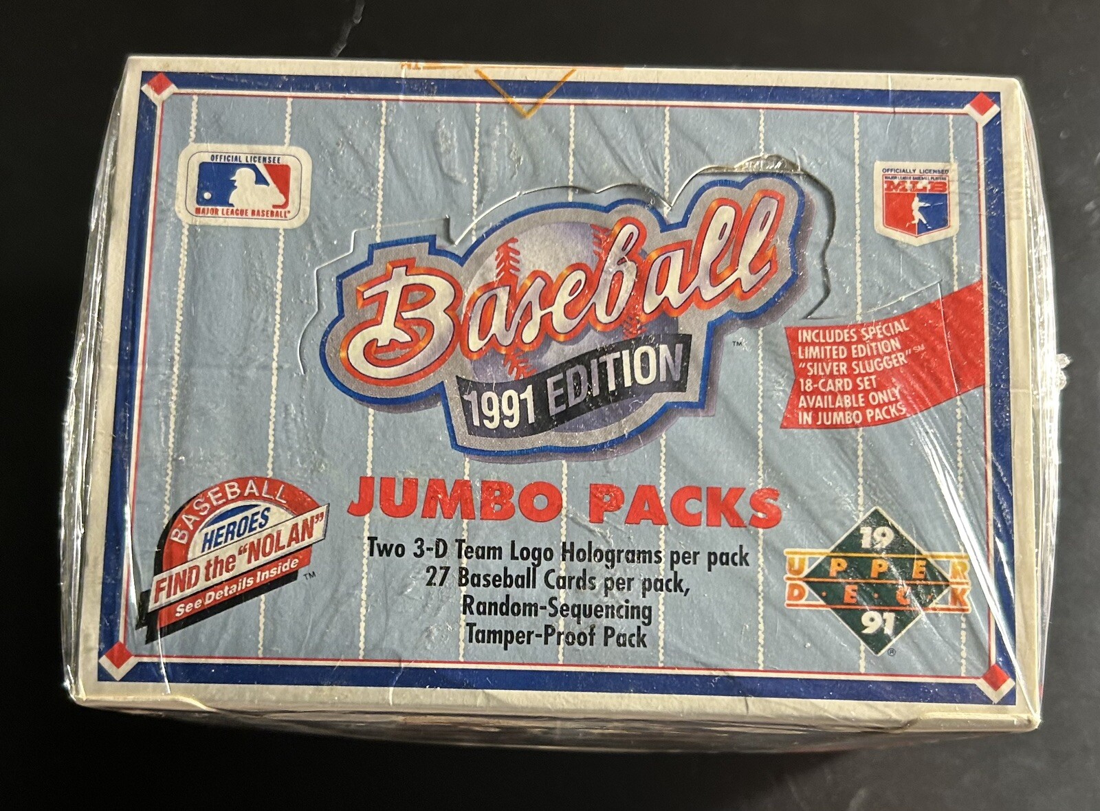 1991 Upper Deck Baseball Jumbo Pack Factory Sealed Box "Find The Nolan ...