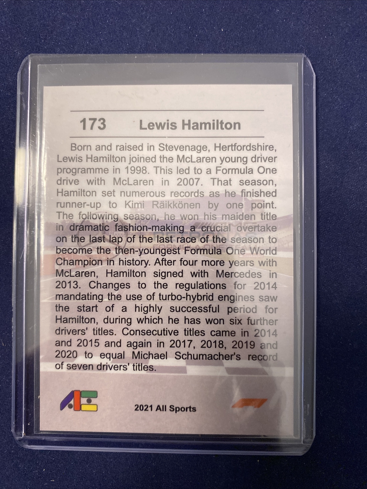 2020-21 ALL SPORTS #173 LEWIS HAMILTON ROOKIE CARD RC T03 | eBay