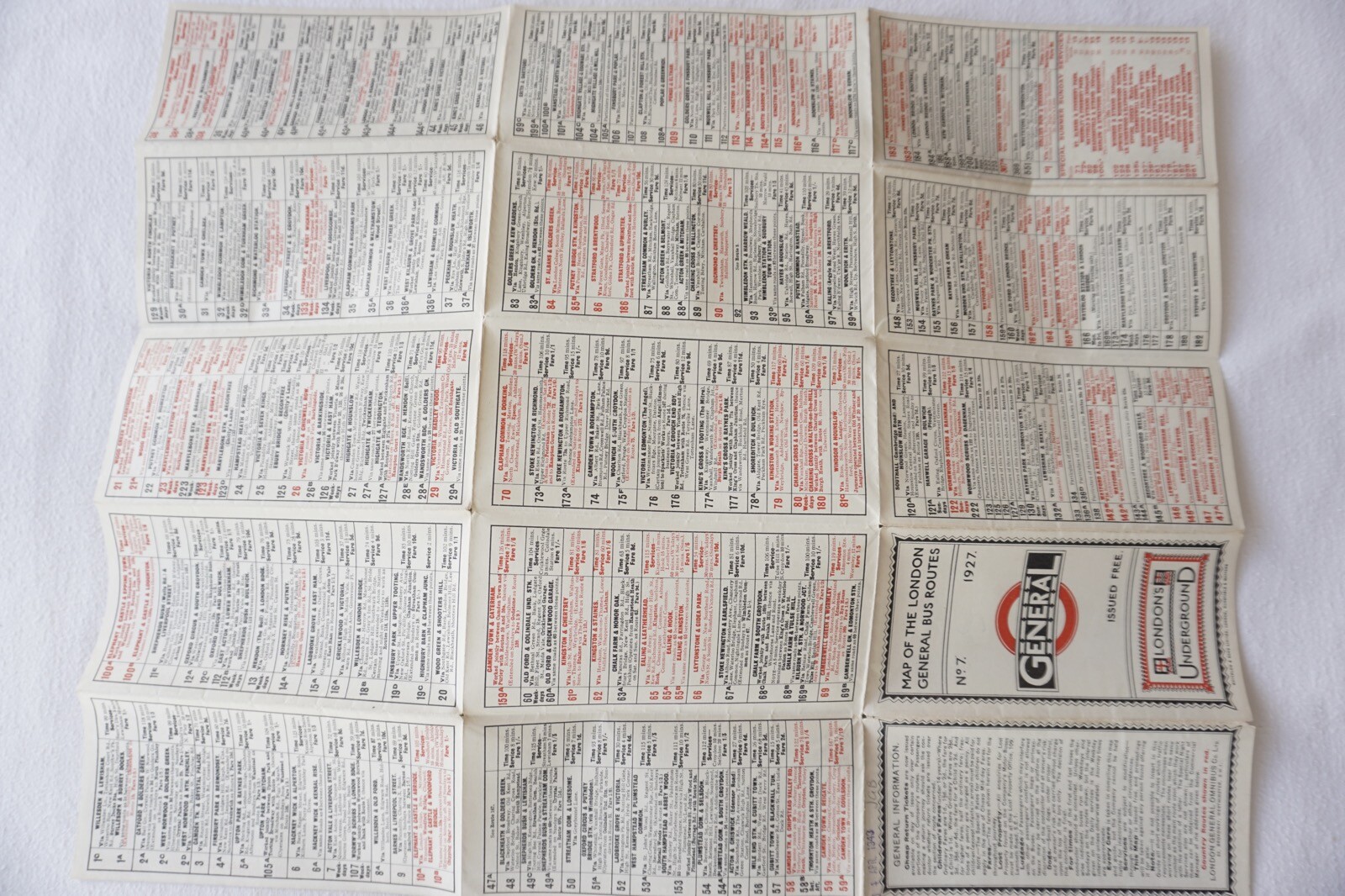 1927 No. 7 Map of London General Bus Routes | Grelly UK