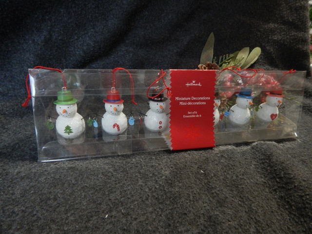Hallmark Set of 6 Miniature Decorations Ornaments Glittery Snowmen for ...