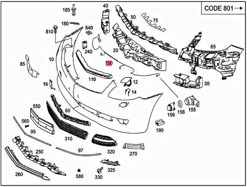 Genuine MERCEDES C216 W216 W221 In front bumper Wiring harness ...
