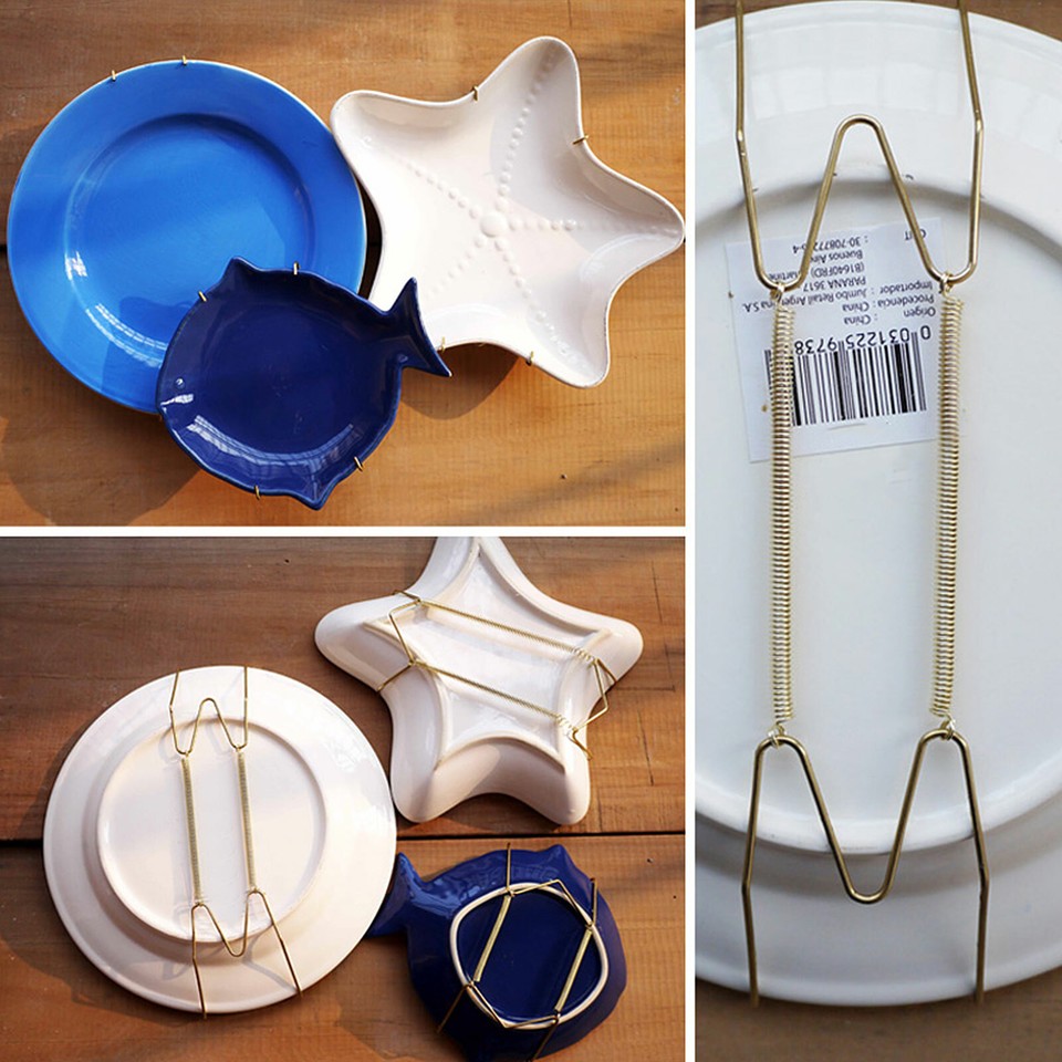 10/12pcs Golden Spring Plate Wire Hanger for 6"-16" Plates Display Wall ...
