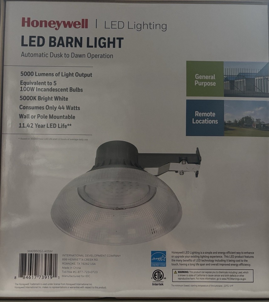 BRAND NEW!! Honeywell 5000 Lumen LED Barn Light Fixture 55 Watt ...