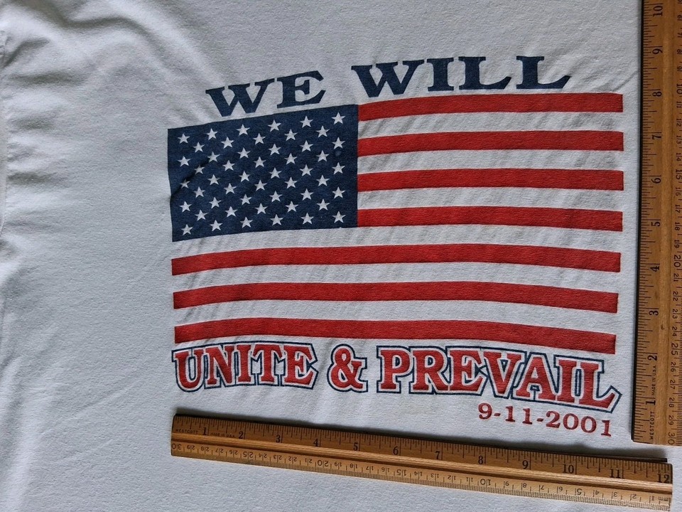 9/11/2001 "WE WILL UNIT & PREVAIL" FLAG T-Shirt Adult X Large Mens ...
