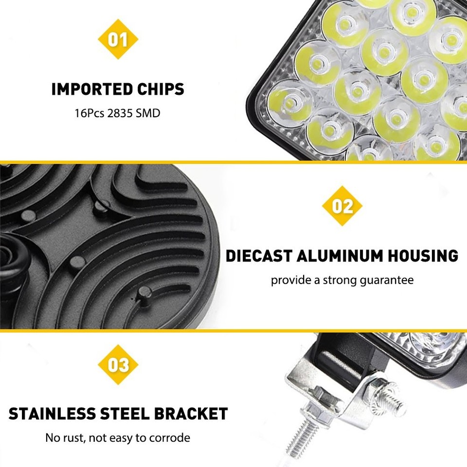 2x 3inch 72W LED Work Light Bar Spot Pods Fog Lamp Offroad Driving ...