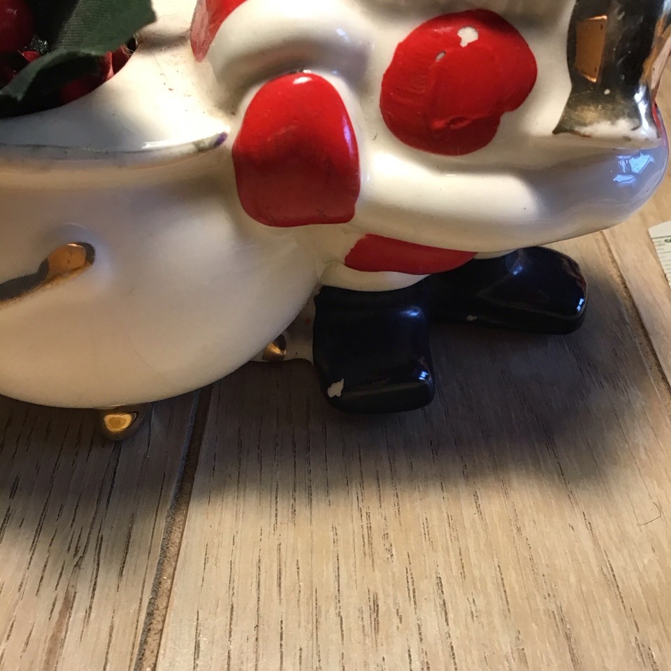 Vintage Hand Painted Santa Claus Bell Ringer Planter Christmas Decor | eBay