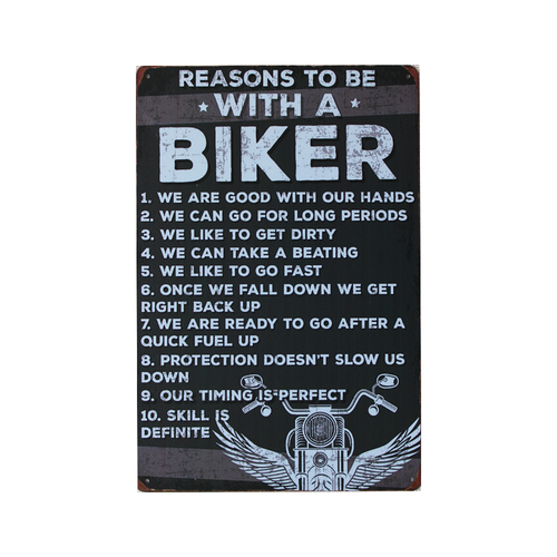 3x Metal Tin Sign Reasons To Be Whit A Biker 200x300mm Decor Rusty ...