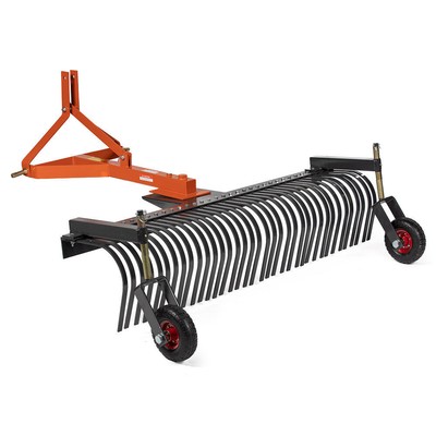 Titan Attachments 3 Point 6 FT Landscape Rake with Bolt-On Wheels Fits ...