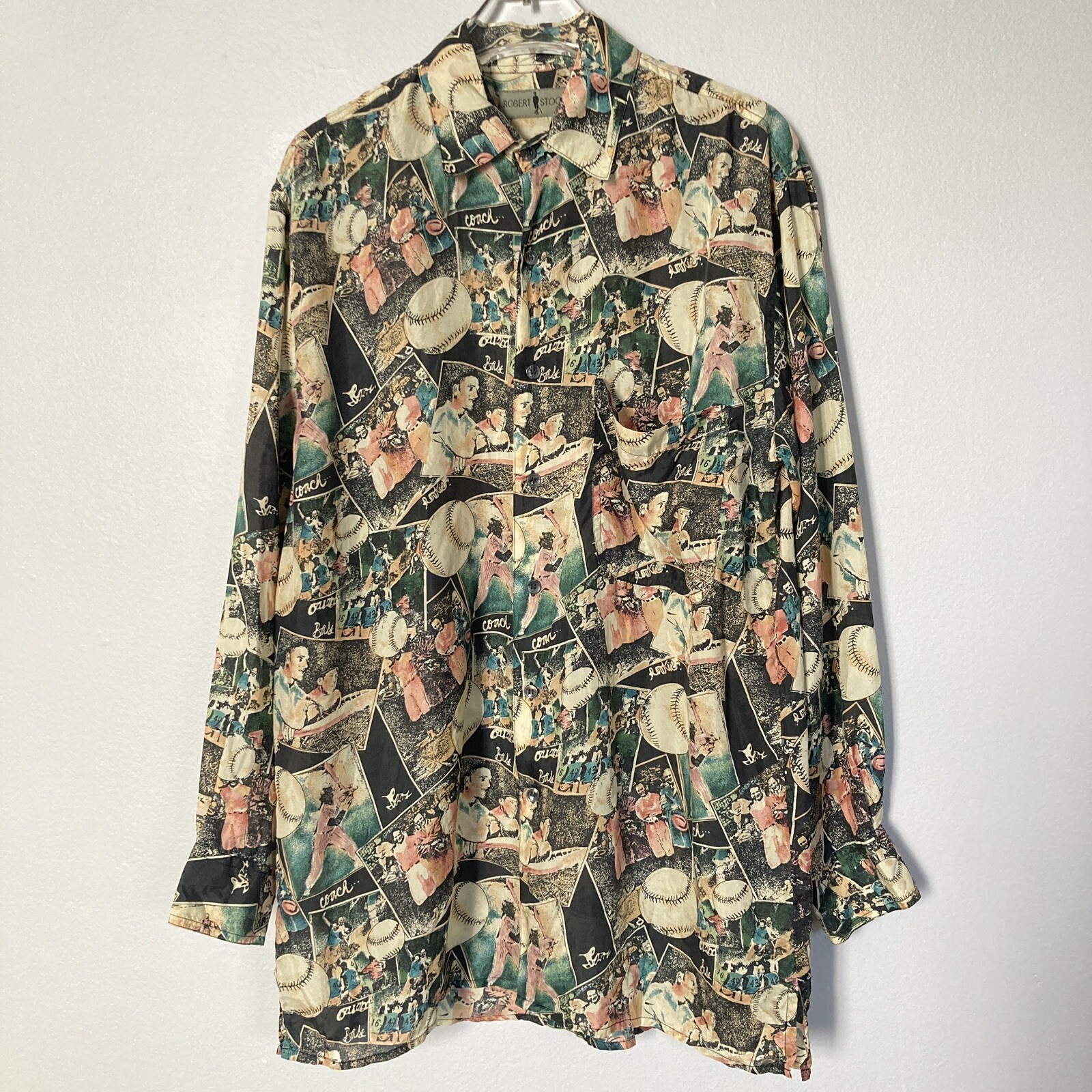 Robert Stock Silk Shirt Baseball Art Yankees Babe Rut… - Gem