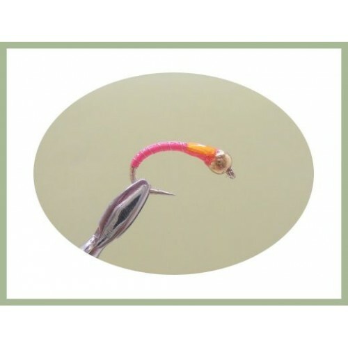 8 Goldhead Pink, Yellow Cheek Epoxy Buzzers, mixed size 10/12/14 Trout ...