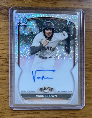 VAUN BROWN 2023 Bowman 1st Chrome Prospect Autograph Speckle Refractor ...