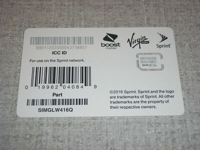 Sprint Sim Card SIMGLW416Q NEW | eBay