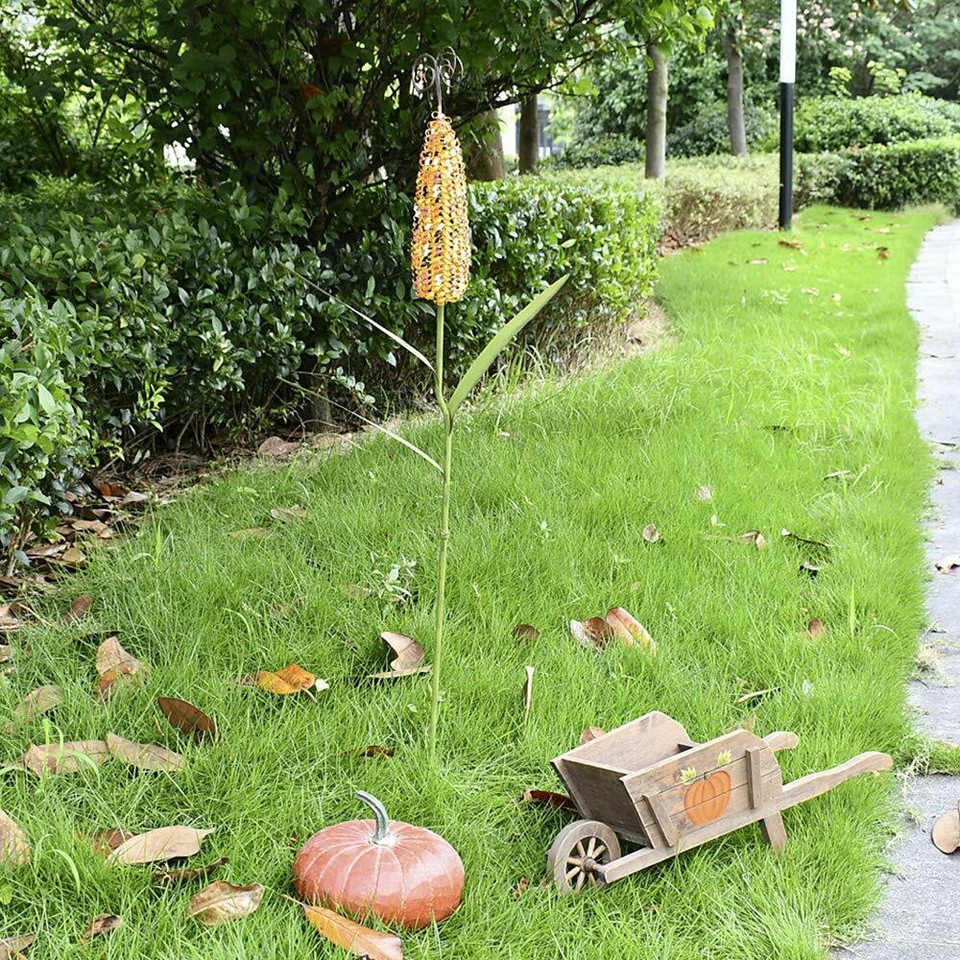 Fall Harvest Metal Corn Stalk Decorative Garden Stake Yard Patio Lawn ...