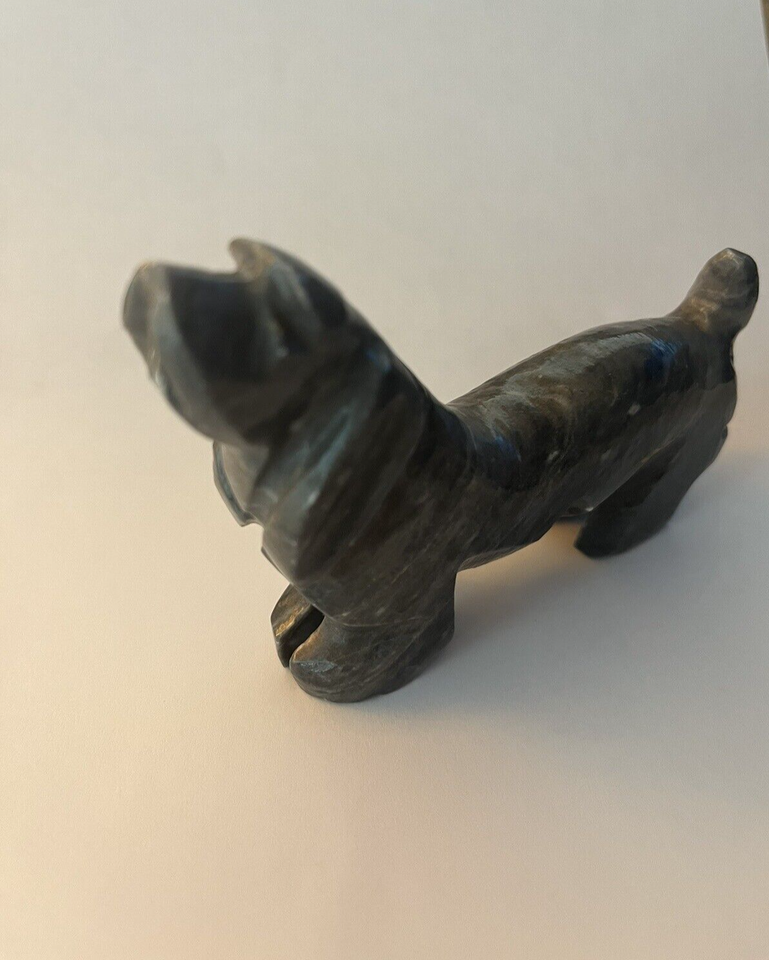 Alabaster Dog Figurine Gray Stylized 5" Long Scottie or Schnauzer | eBay