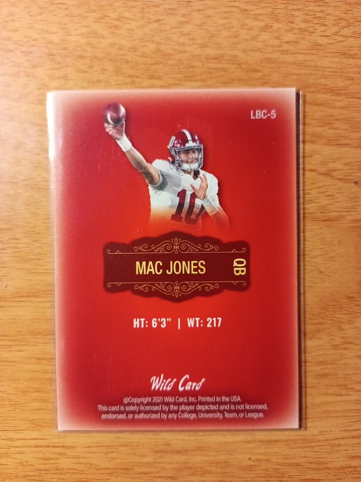 MAC JONES 2021 WILD CARD MATTE "RED" PARALLEL ROOKIE FOOTBALL CARD-#LBC ...