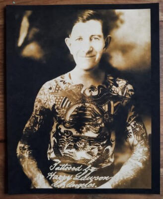 vintage antique harry lawson los angeles tattoo photo tattooed man 8x10 ...