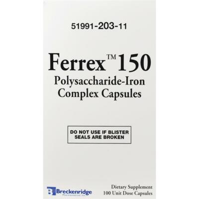 Ferrex Iron Complex 150 Unit Dose Box 100ct -Expiration Date 05-2025 ...