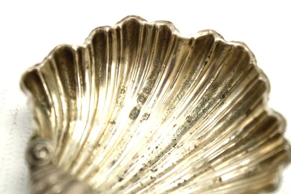 Antq 1889 JOHN GILBERT Silver Shell Shaped CONDIMENT DISHES Hallmarked ...