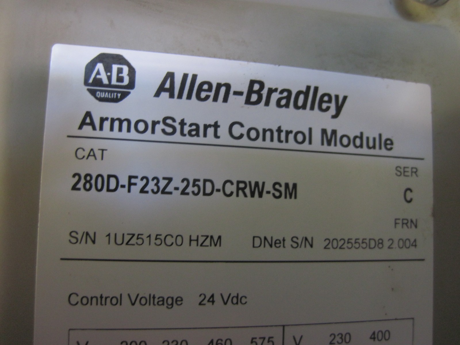 100% WARRANTY Allen Bradley 280D-F23Z-25D-CRW-SM ArmorStart Control ...