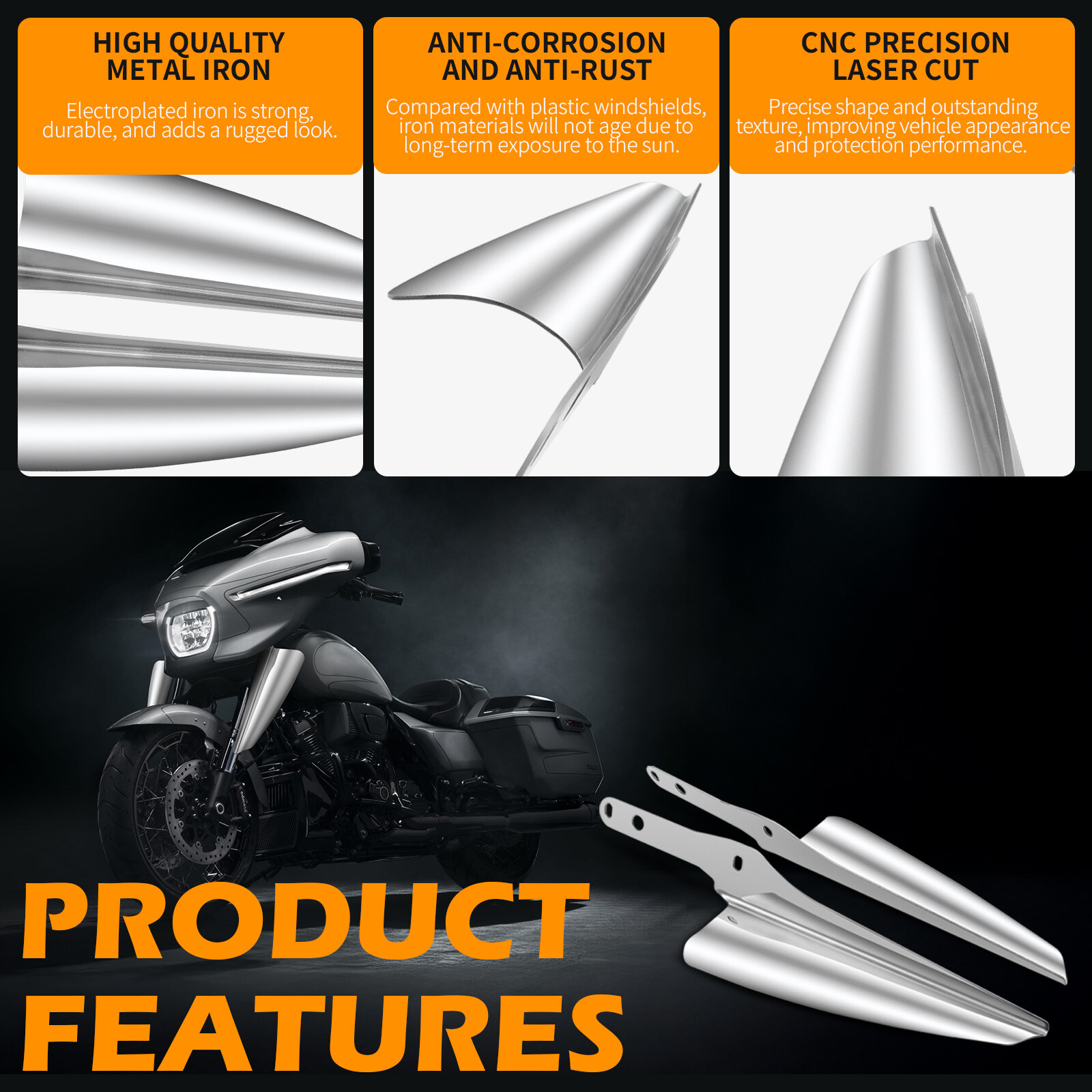 Chrome Front Fork Mount Wind Deflector For Harley Heritage Softail ...