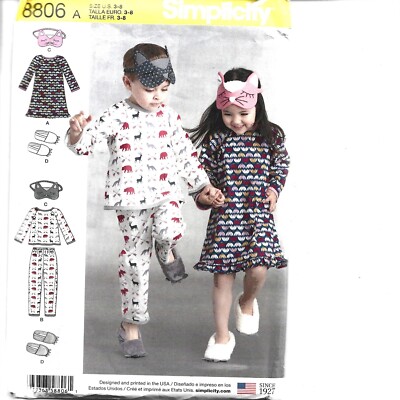 New Simplicity Pattern 8806 Size A3-8 Child's Dress,Top&Pants,Eye Mask ...